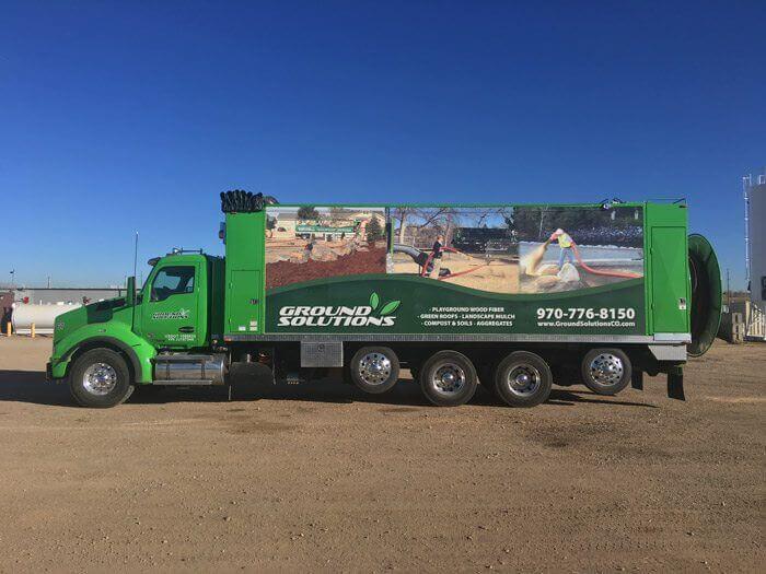 Blower Truck Service for Blown-in Mulch from Ground Solutions