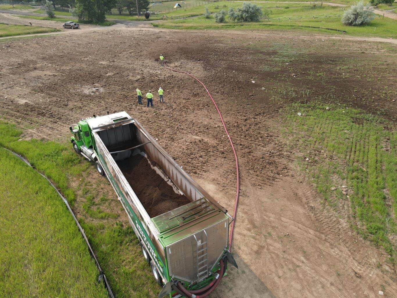 Blower Truck Service for Blown-in Mulch from Ground Solutions