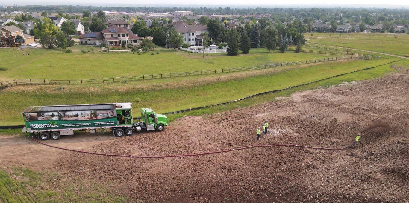 Blower Truck Service for Blown-in Mulch from Ground Solutions